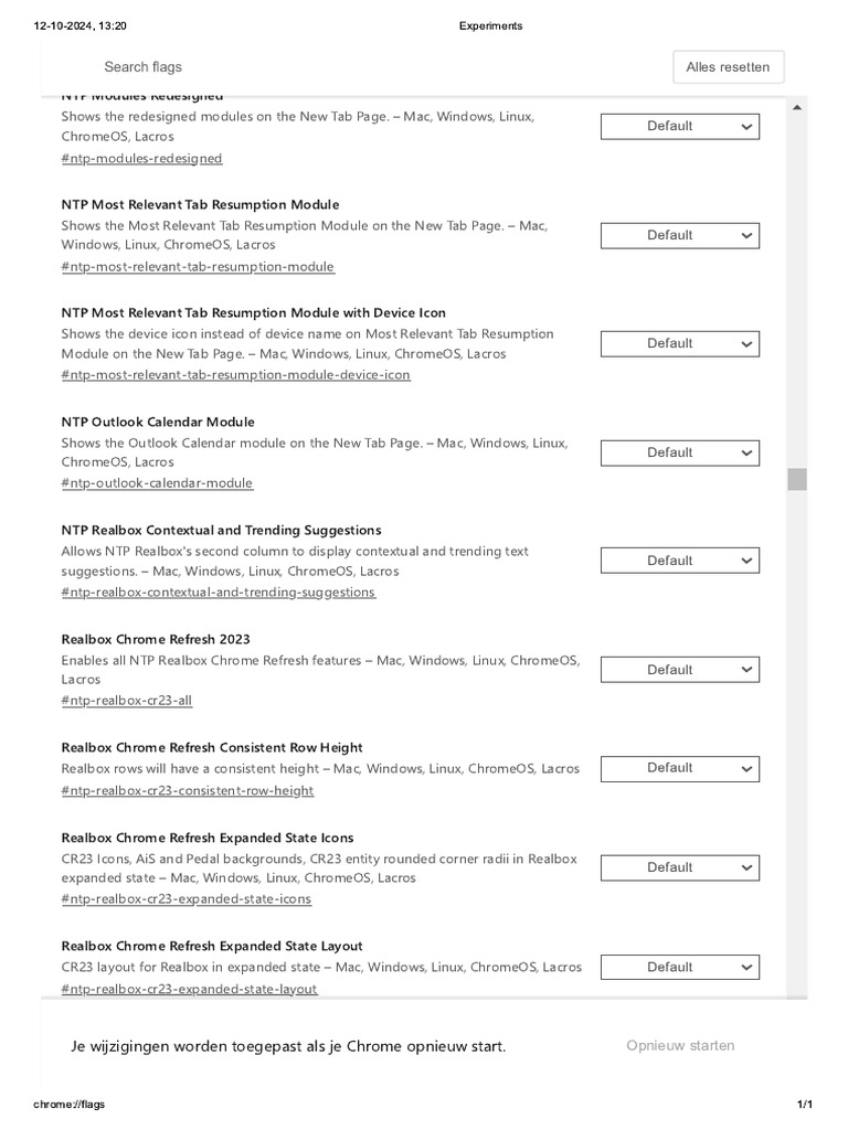 pagina 5 Backup flags uit te zetten (Realbox Chrome Refresh Hover Fill Shape moet uit) | PDF