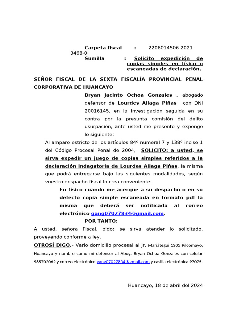 Modelo Solicitud de Copias Simples Escaneadas | PDF | Derecho