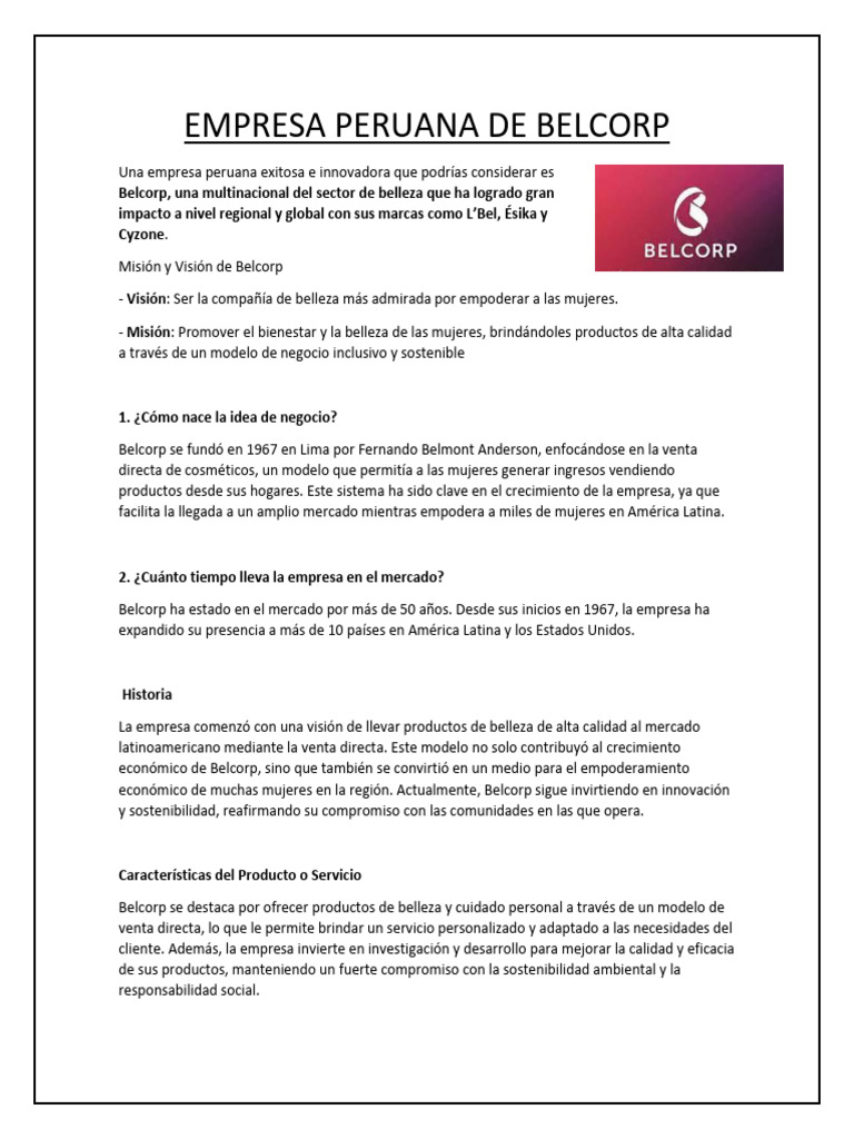 Empresa Peruana de Belcorp | PDF | Negocios