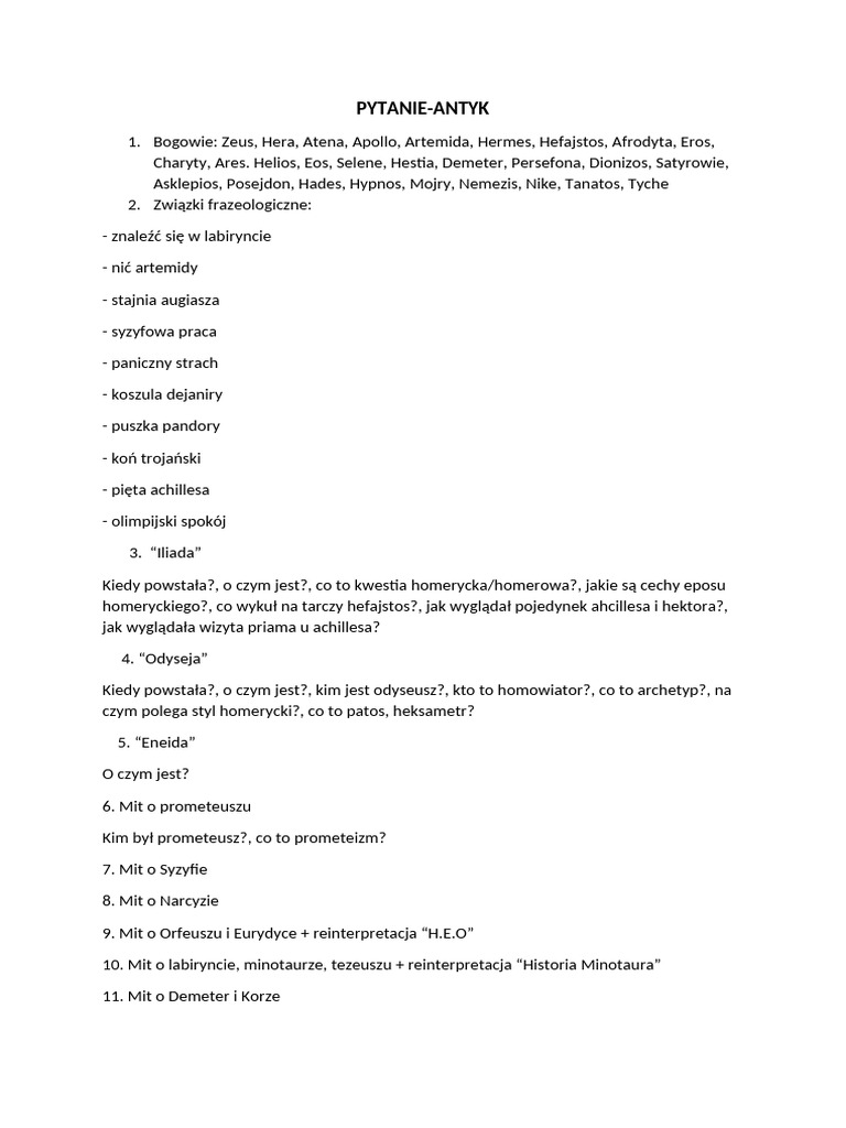 Pytanie Antyk 2 | PDF