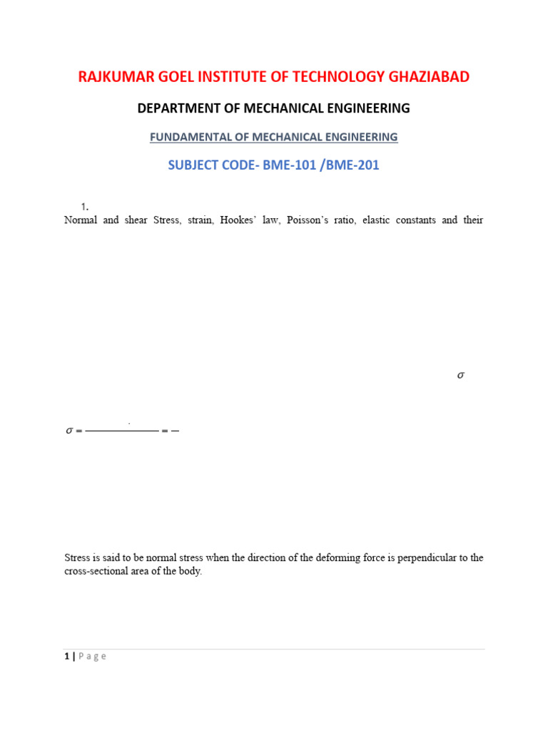 Mechanical Engineering Basics | PDF | Deformation (Engineering) | Young's Modulus