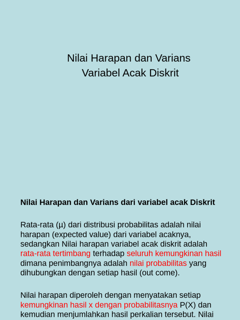 6 - Nilai - Harapan-Variabel Acak-Diskrit | PDF