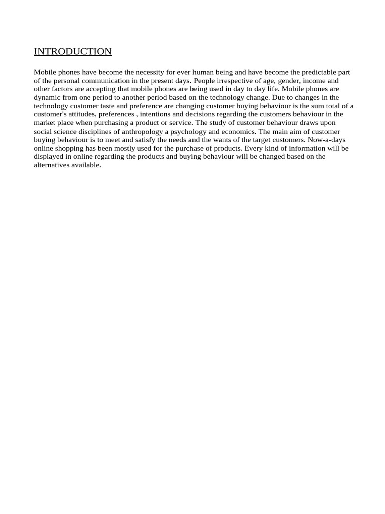 Bsm Full Project Pdf Behavior Consumer Behaviour