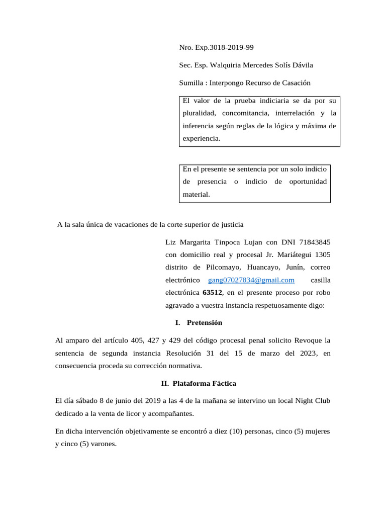 Casacion Liz | PDF | Inferencia | Verdad