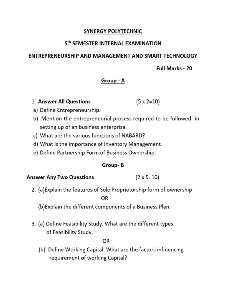 5 TH Semester Emst Internal Exam | PDF