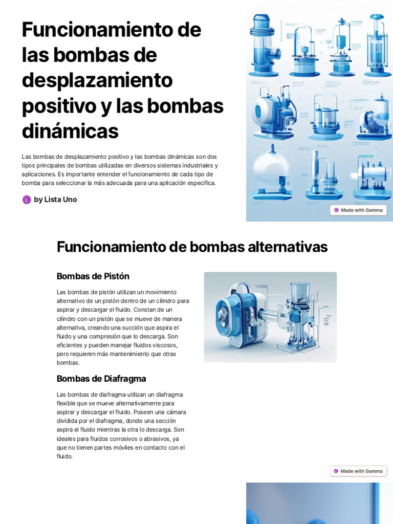 Funcionamiento de Las Bombas de Desplazamiento Positivo y Las Bombas Dinamicas | PDF | Bomba ...