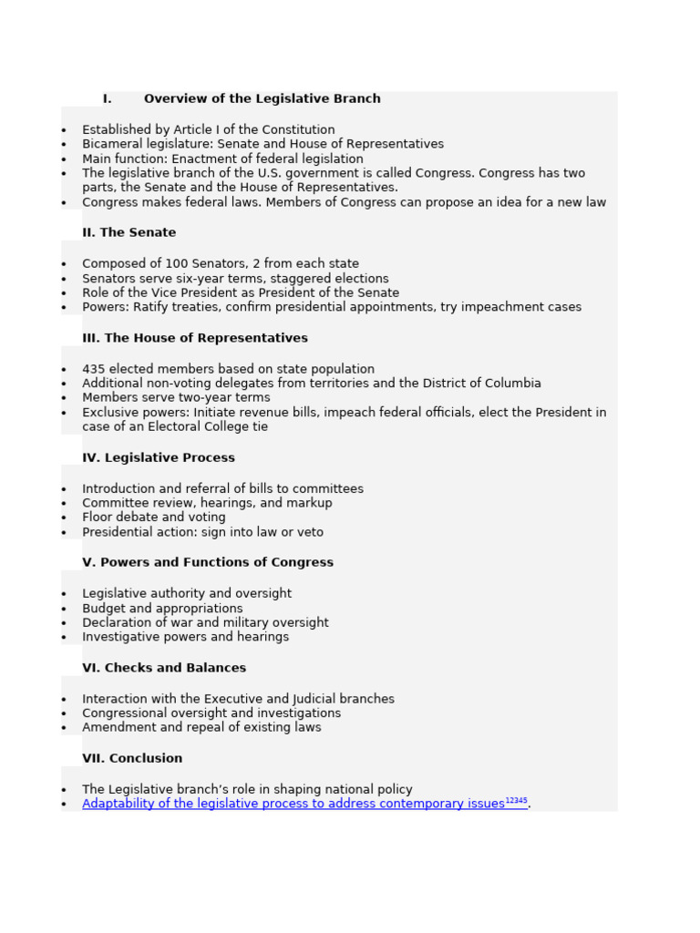 Overview of The Legislative Branch | PDF