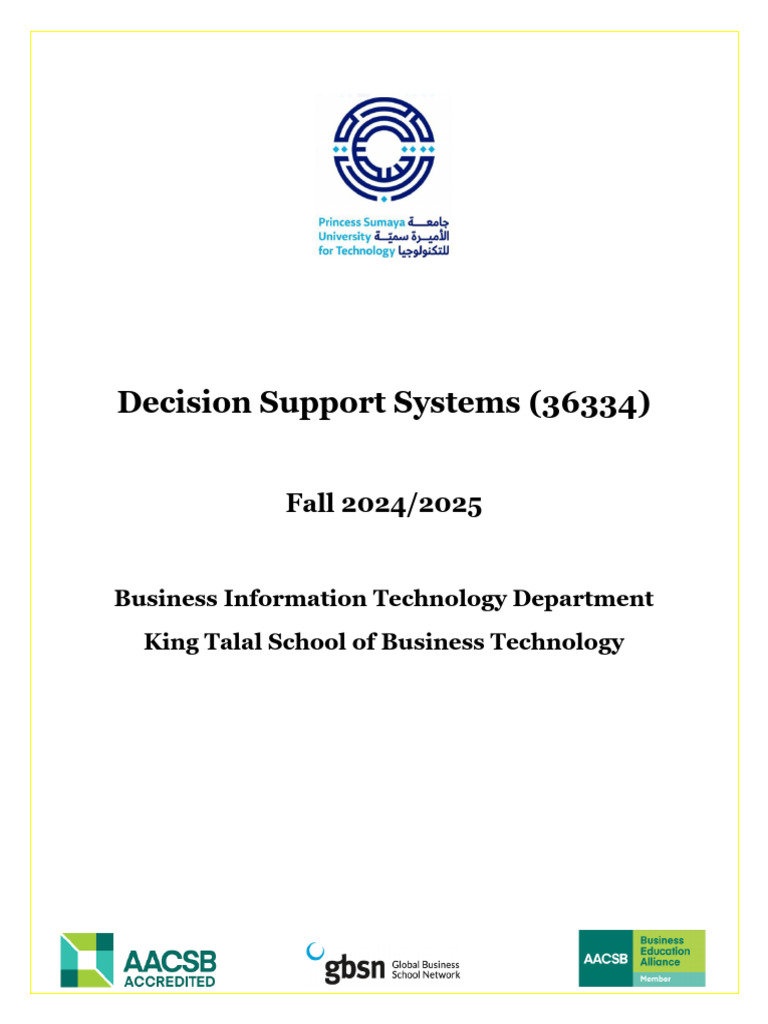 DSS Course Syllabus - Fall 2024-2025-4 | PDF | Analytics | Plagiarism