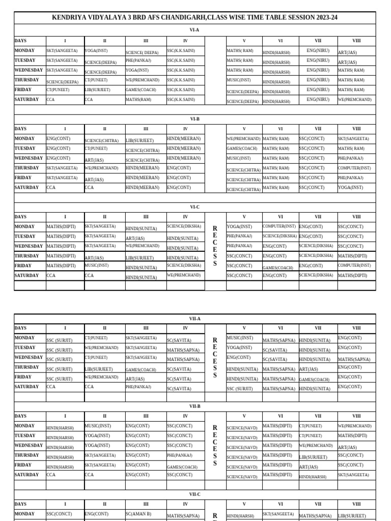 TIME-TABLE 2023-24 | PDF