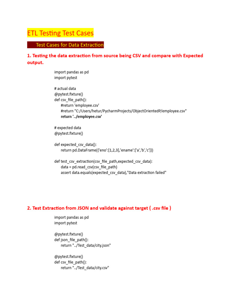 Python Day 14 (Typed Notes) - Data Extraction Test Cases | PDF | Comma ...