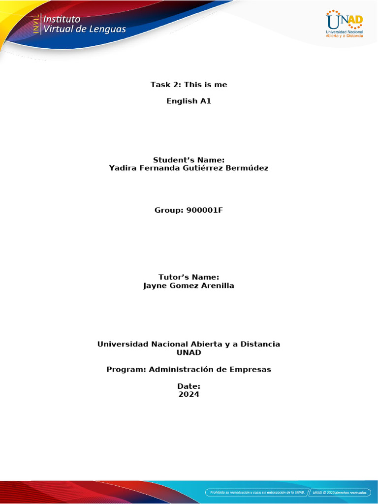 Fernanda Gutierrez Task 2 This Is Me English A1 | PDF | Home