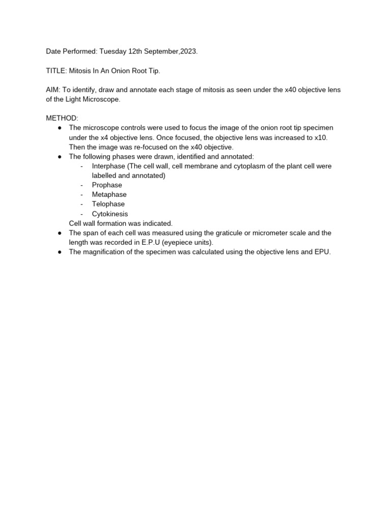 MITOSIS Lab | PDF | Science & Mathematics