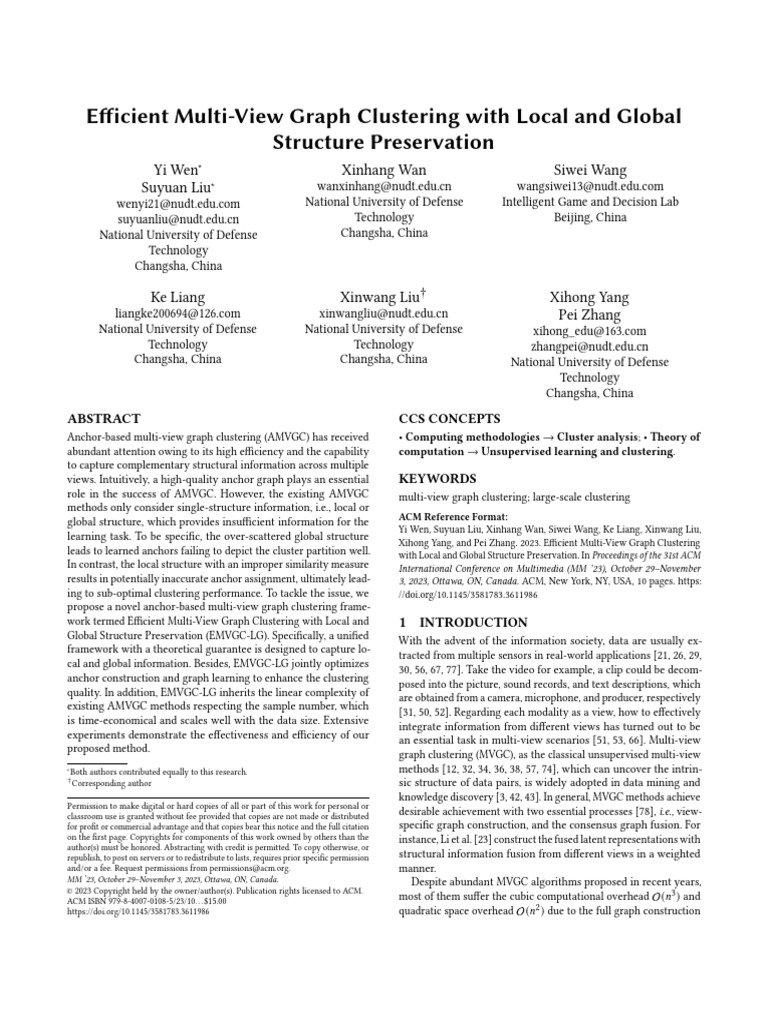 Efficient Multi-View Graph Clustering With Local and Global Structure ...