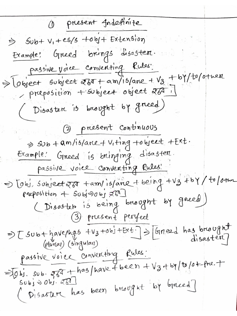 Tense and Voice Note | PDF