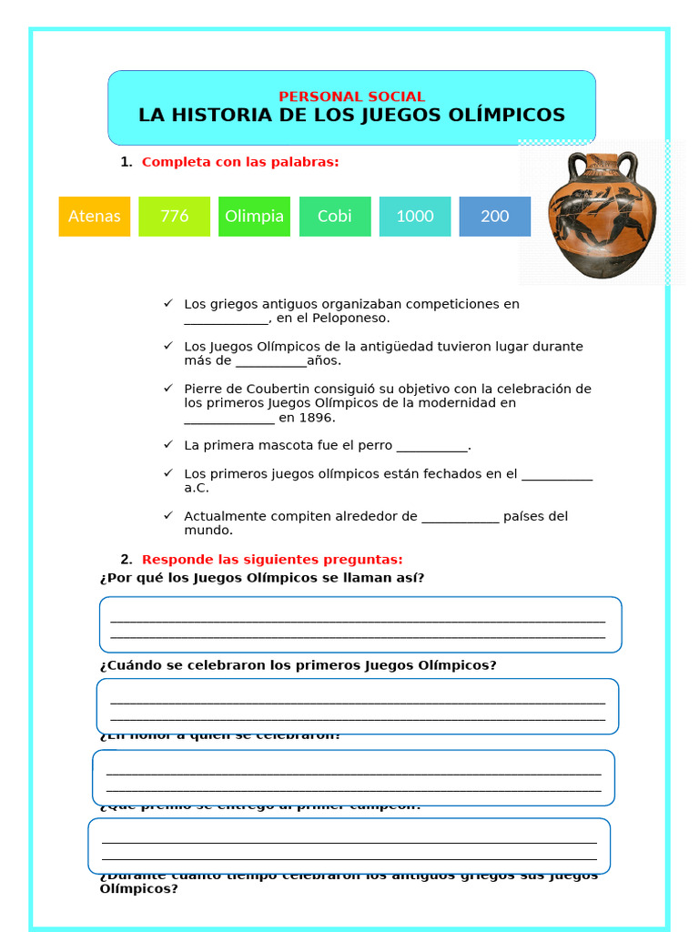 Ficha P.S. Lun 25 Historia Juegos Olimpicos 965727764 Yessenia Carrasco ...