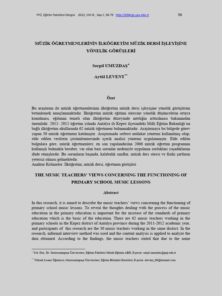 M - Zik - Retmenlerinin - LK - Retim M - Zik Dersi - Leyi - Ine Y - Nelik G - R - Leri (#165948 ...