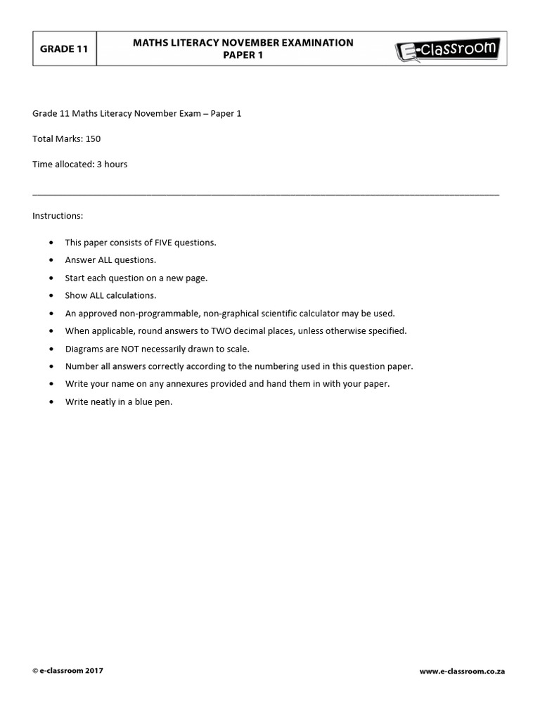Eng Gr11 Maths Nov Exam p1 | PDF | Pound (Mass) | Area Eng Gr11 Maths Nov Exam p1 | PDF | Pound (Mass) | Area