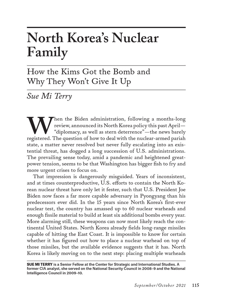 Sue Mi Terry (2021) North Koreas Nuclear Family | PDF | North Korea ...