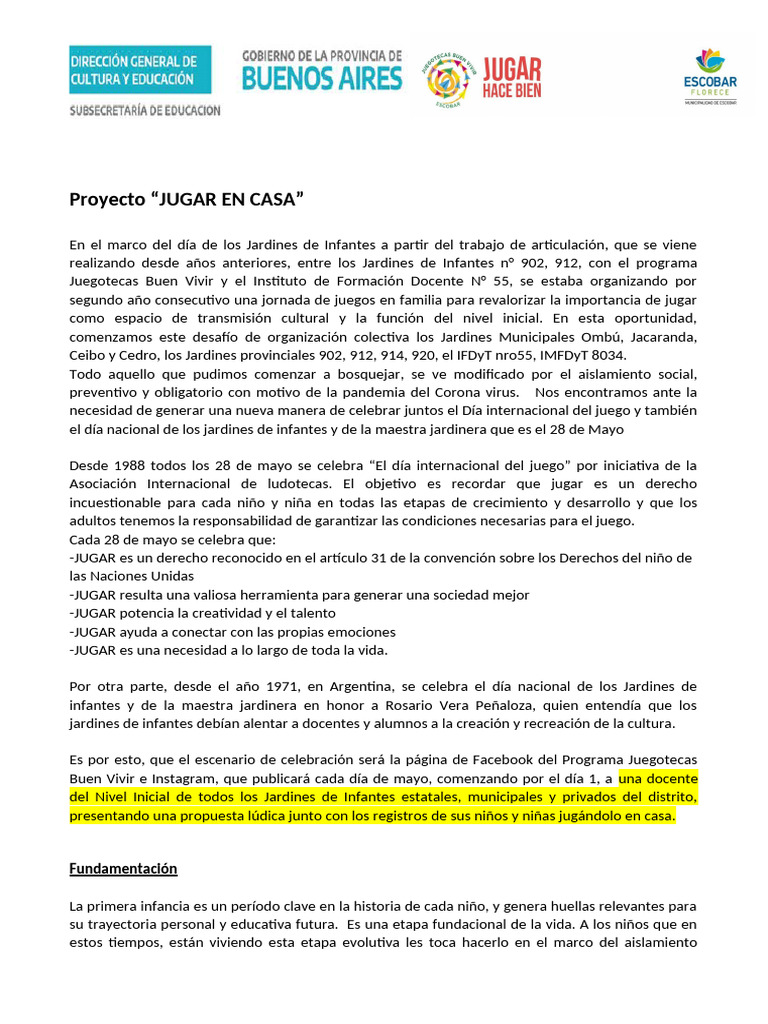 Jugar en Casa | PDF | Educación de la primera infancia