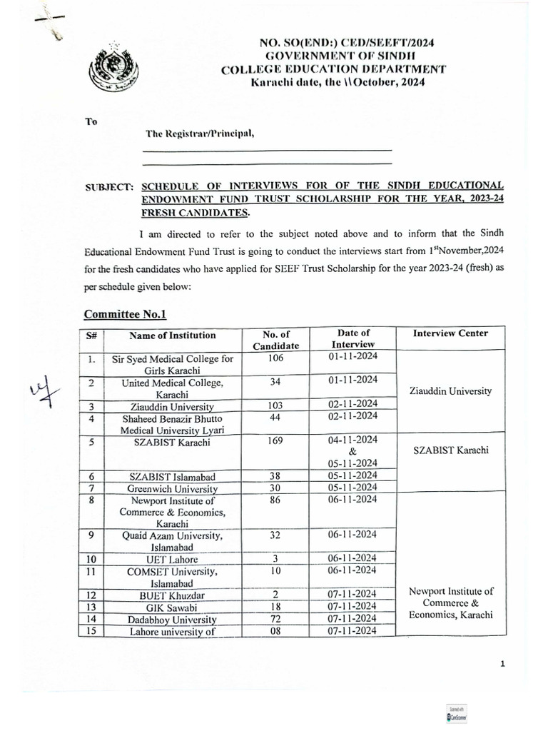Interview Schedule 2024 | PDF