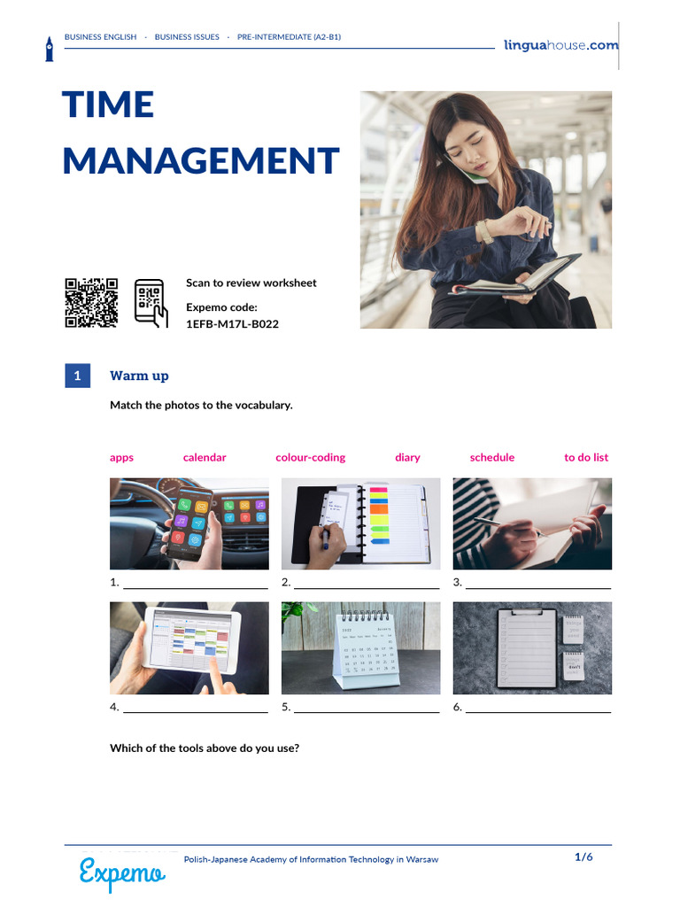 Time Management British English Student A2 B1 | PDF | Goal | Time ...