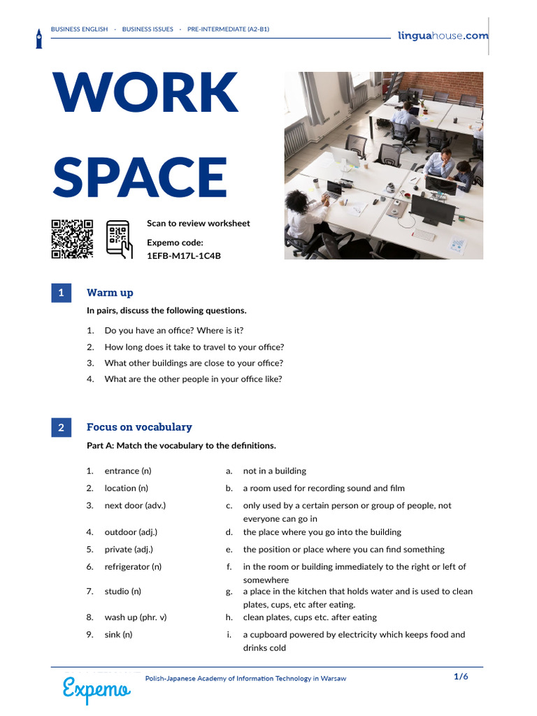 A - Work Space British English Student A2 B1 | PDF