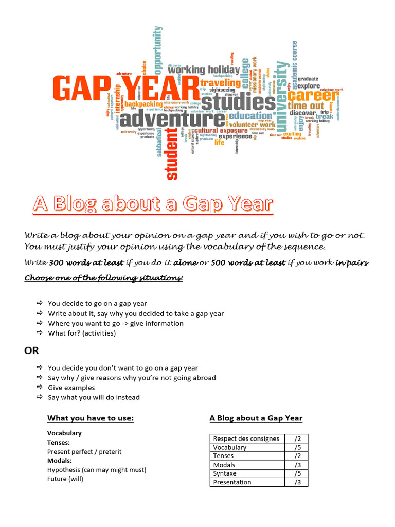 Final Task: A Blog About A Gap Year | PDF