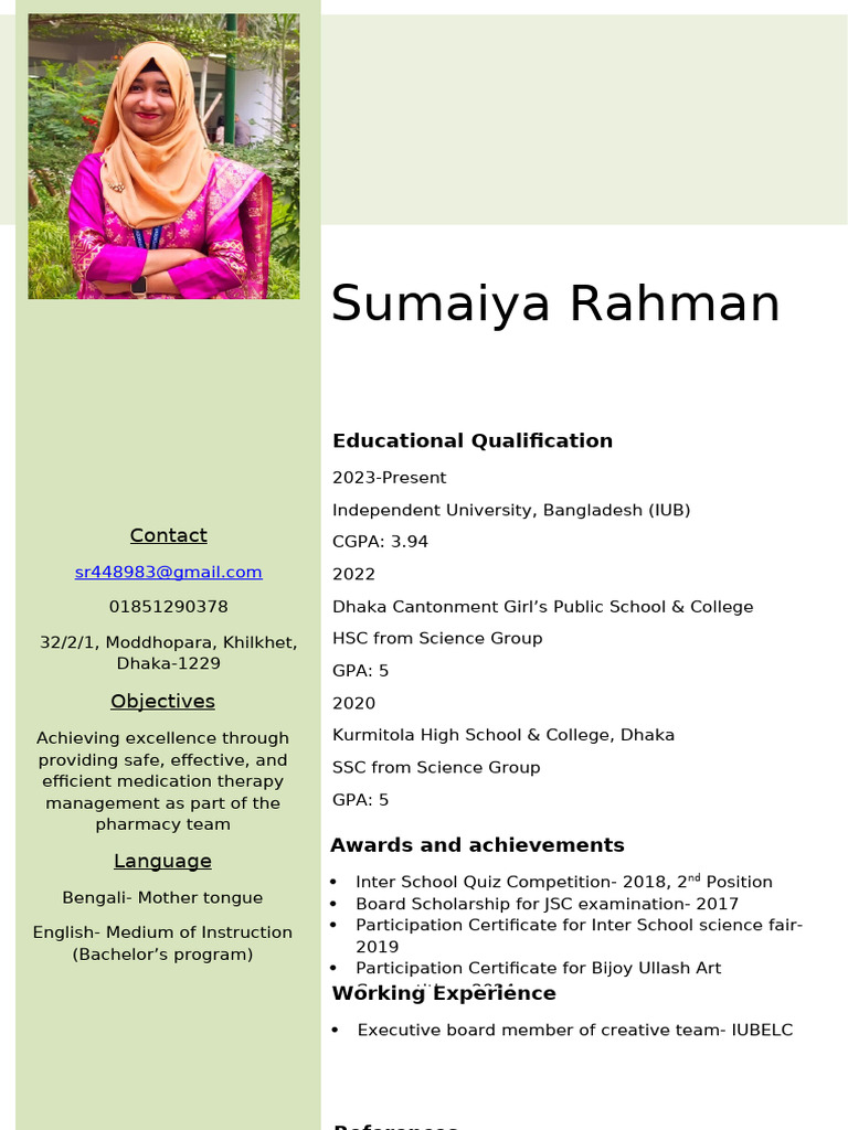 Sumaiya Rahman, CV | PDF