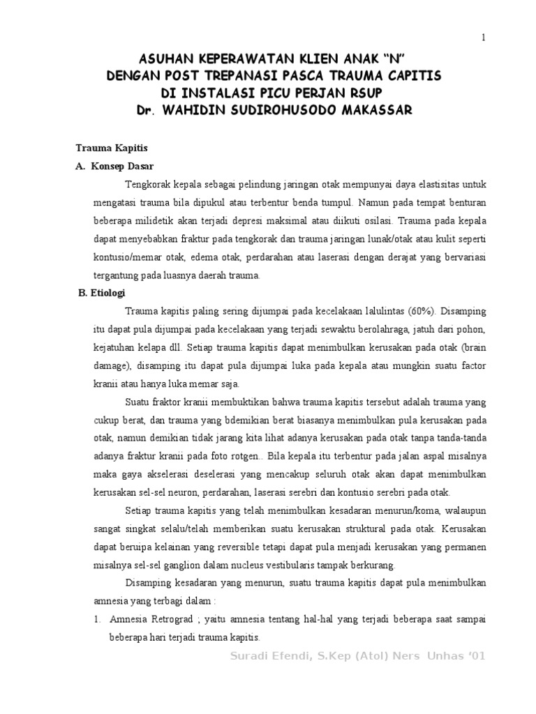 ASKEP Post Trepanasi TR - Capitis | PDF | Sains & Matematika
