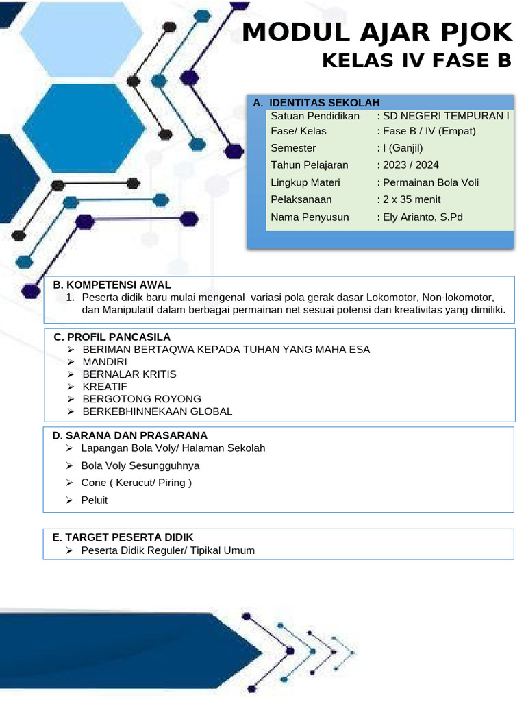 Modul Ajar Pjok Kelas Iv Baru | PDF