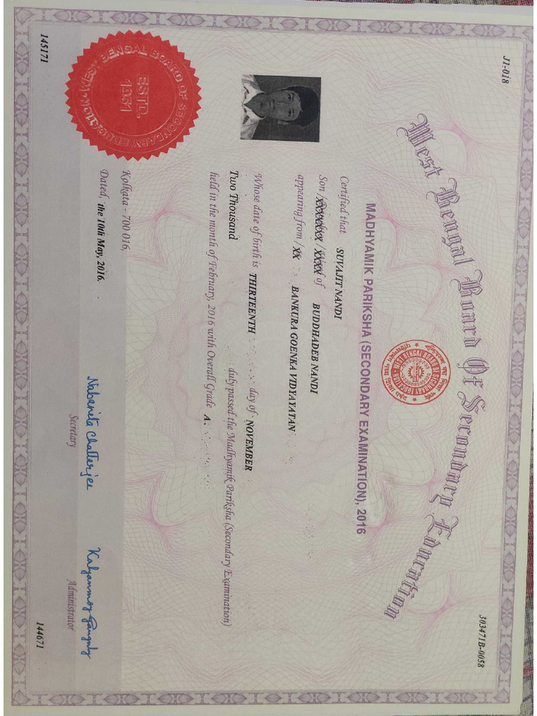 Matriculation Certificate Compress | PDF