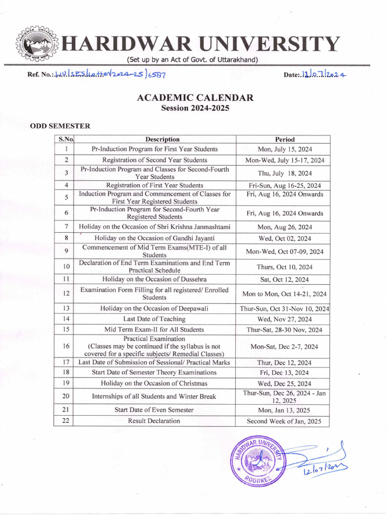 Academic Calender | PDF