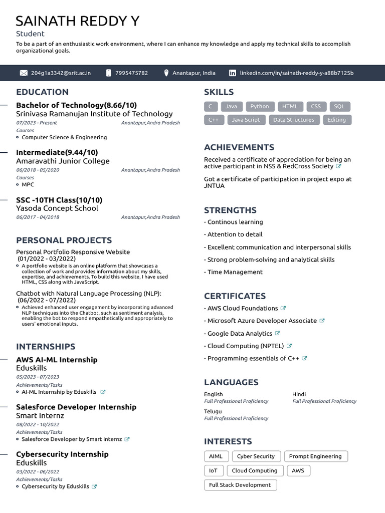 Sai Nath Resume | PDF | Computer Security | Security