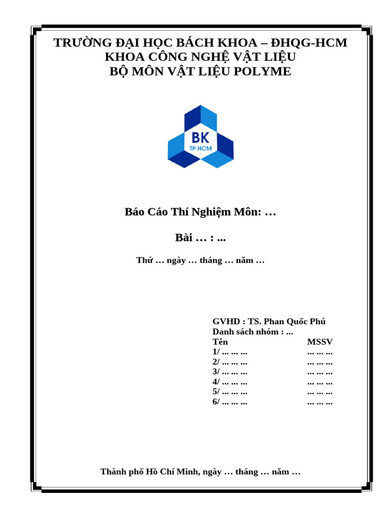 QUY CACH BAO CAO THI NGHIEM - Phan Quốc Phú | PDF