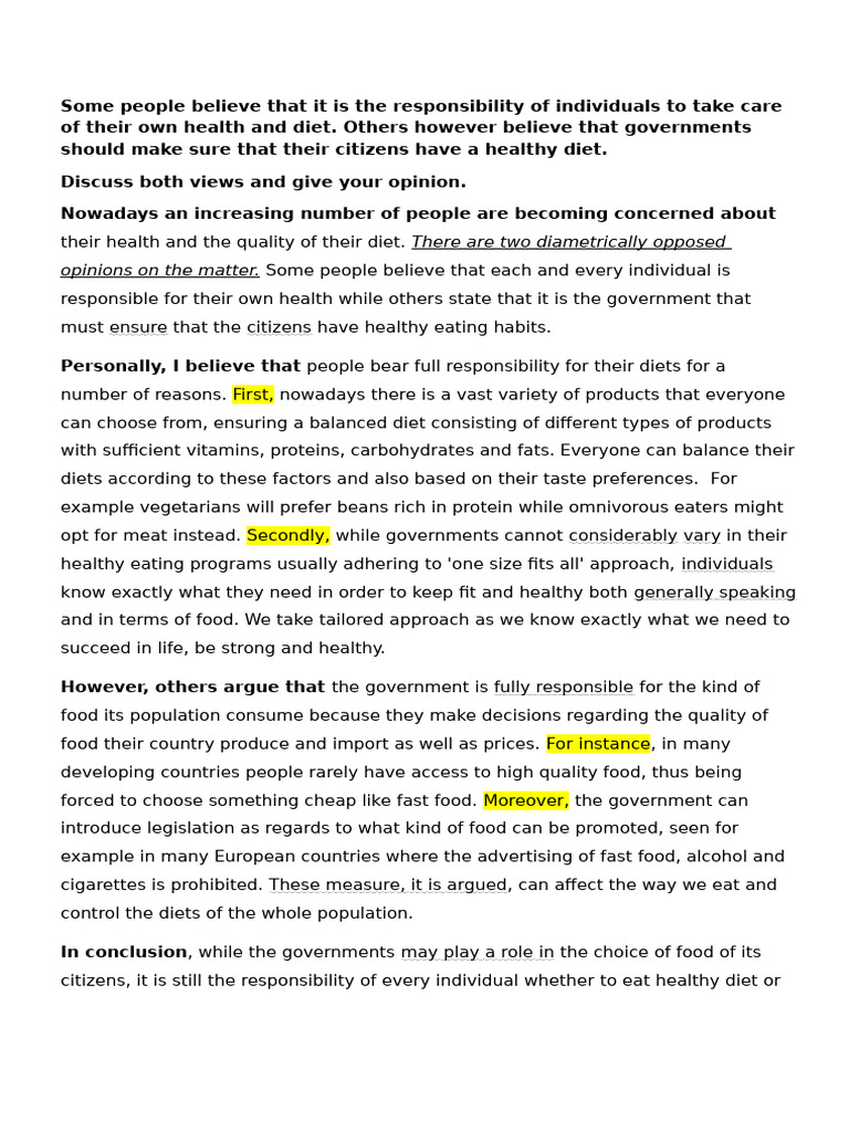 Ielts Essays Samples | PDF | Diet (Nutrition) | Diet & Nutrition