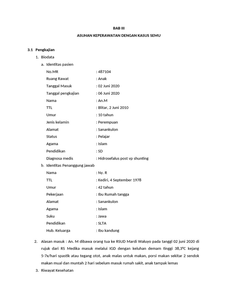CONTOH ASKEP HYDROCEPHALUS | PDF