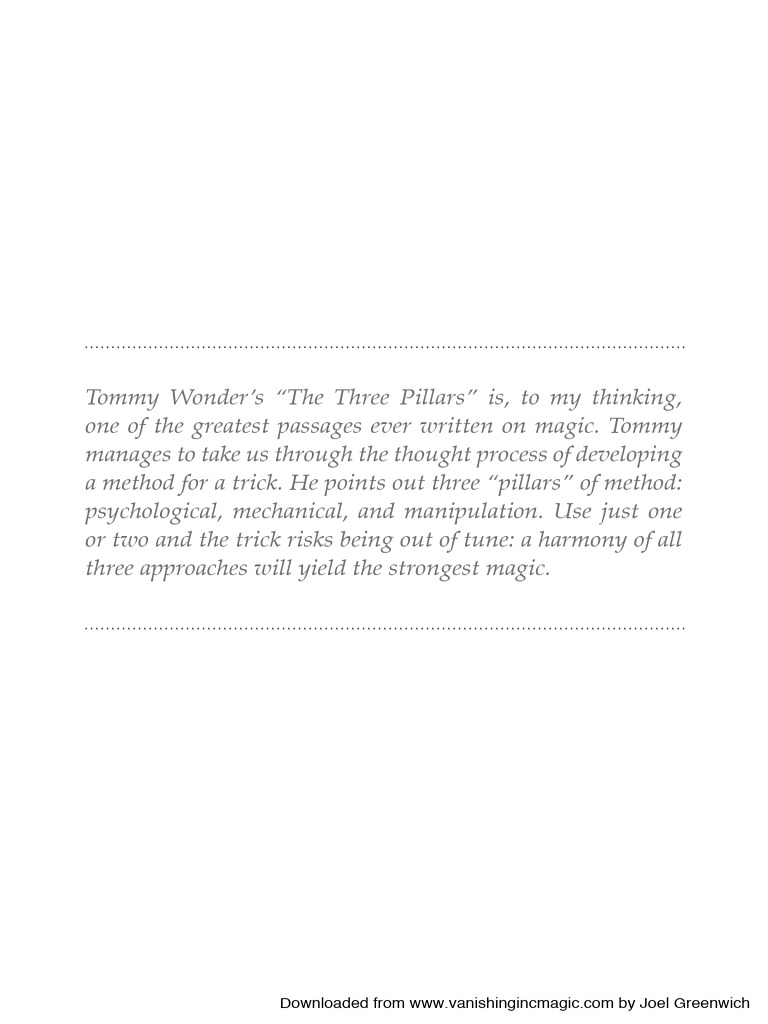 Wonder, T. (2013) - The Three Pillars. in Jay, J. (Ed.), Magic in Mind ...