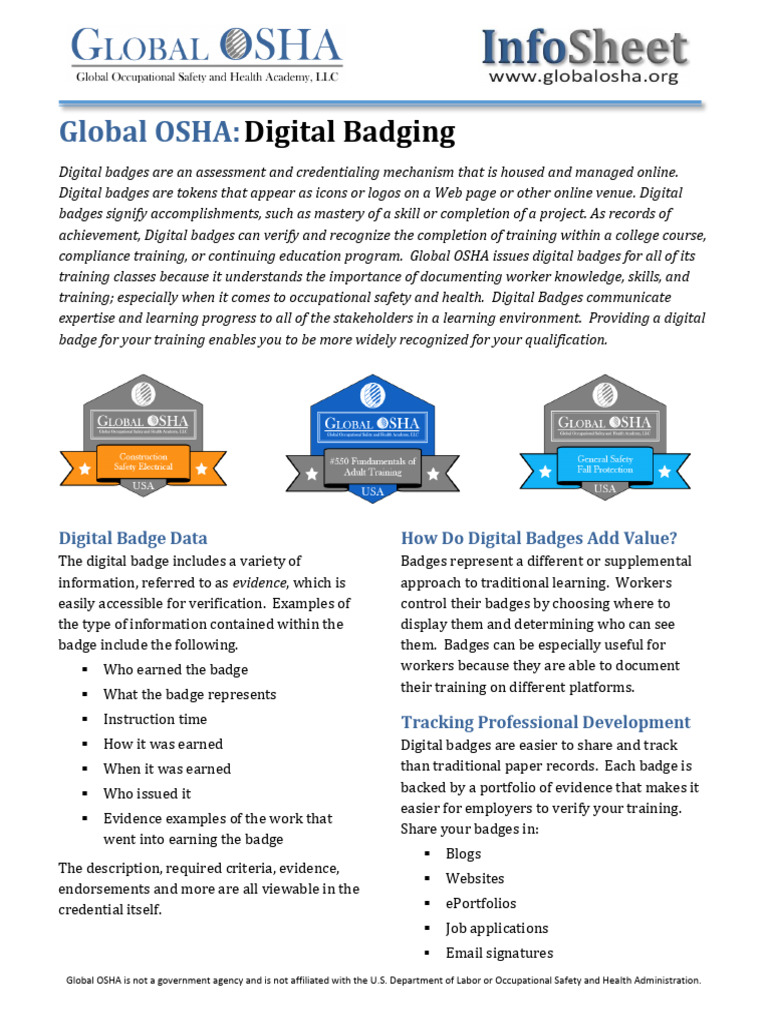Digital Badges for Safety Training | PDF | Occupational Safety And ...