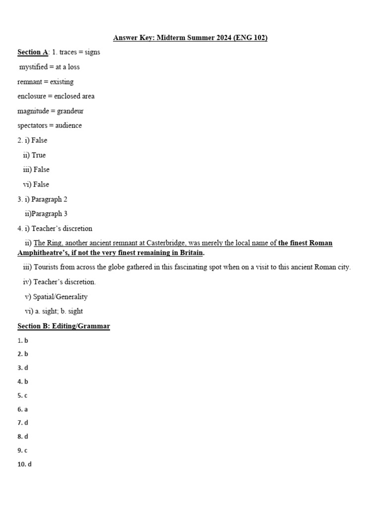 Answer Key Midterm Review Sheet Summer 24 | PDF | Social Science