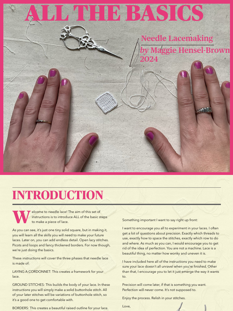 Needle Lace Basics Guide 2024 | PDF | Yarn | Surgical Suture