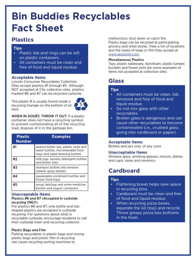 Recycling Info Sheet | PDF | Recycling | Waste