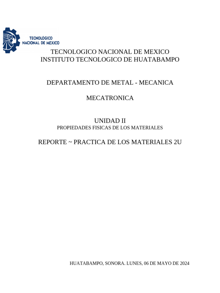 Practica Materiales Unidad Ii | PDF