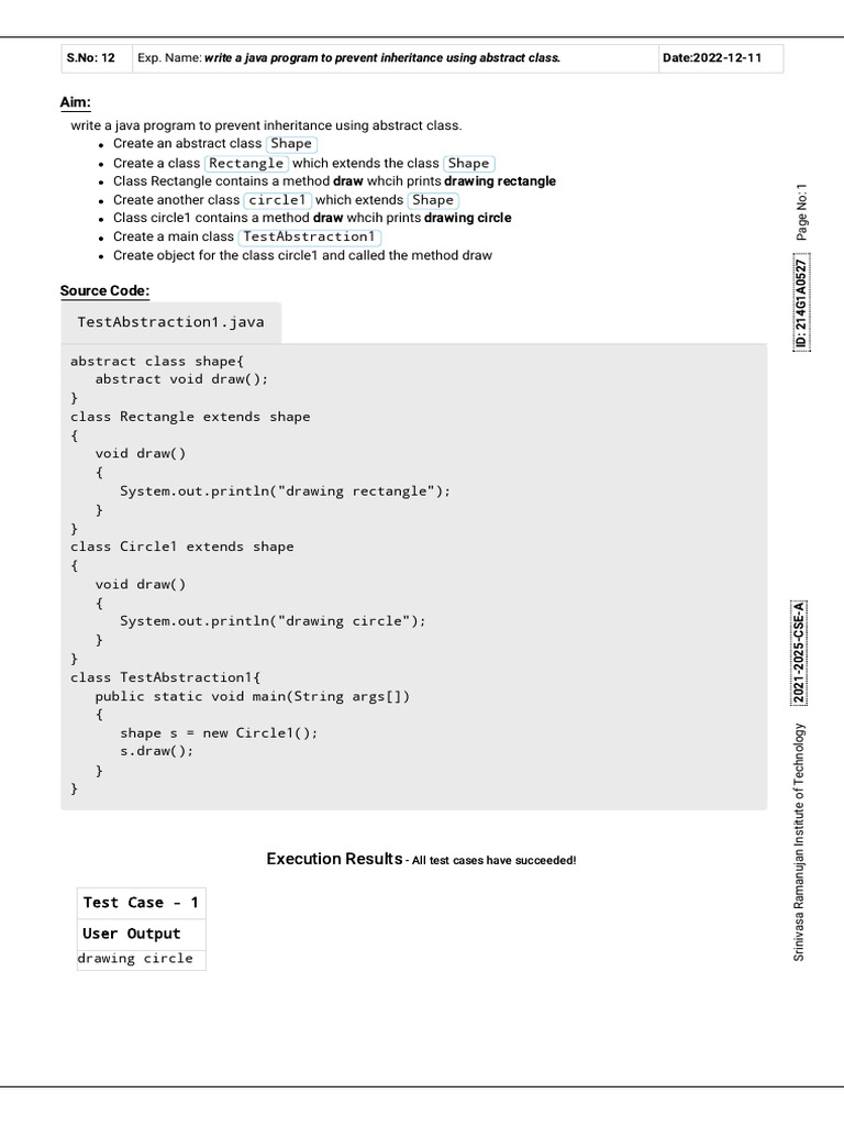 Testabstraction1.Java: Draw Drawing Rectangle Draw Drawing Circle | PDF