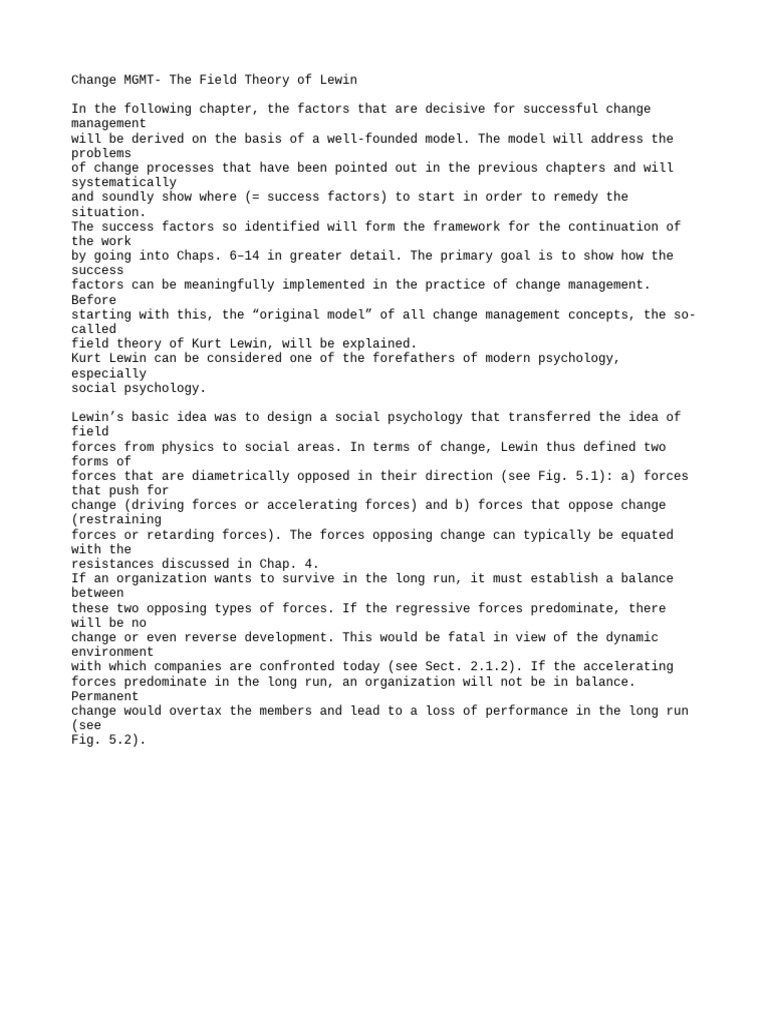 Change MGMT - The Field Theory of Lewin | PDF