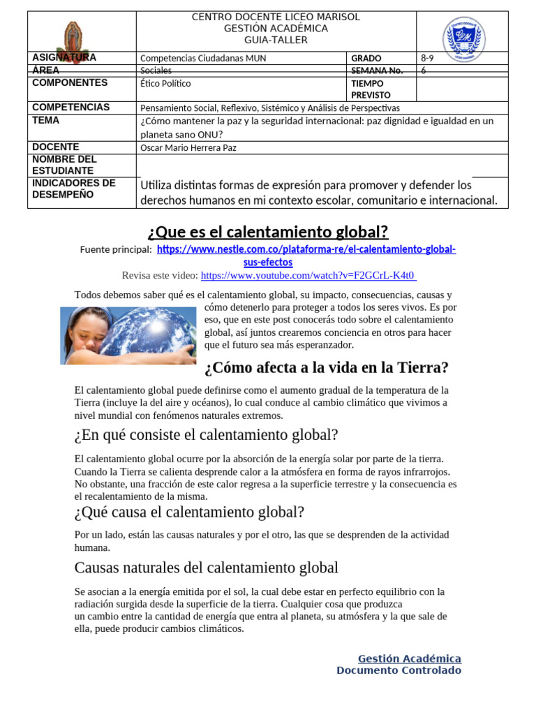 Calentamiento Global: Causas y Soluciones | PDF | Gases de efecto ...