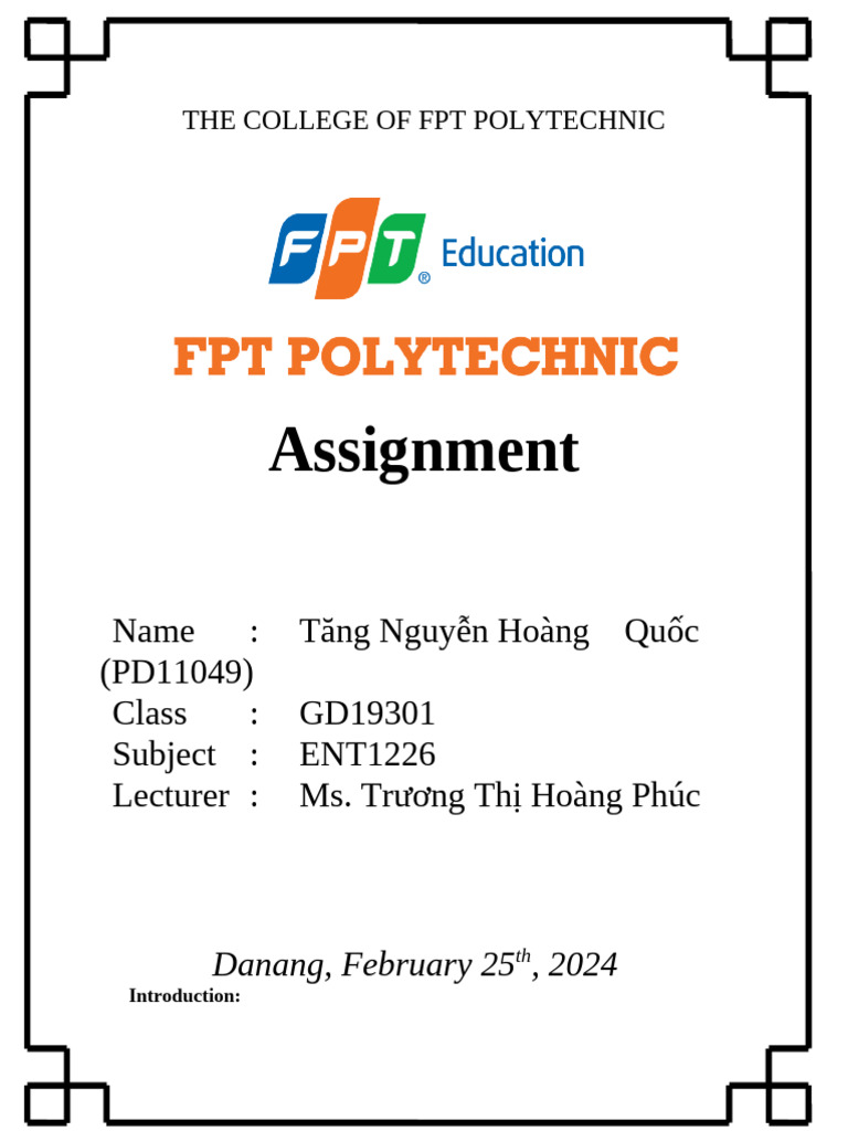 Sample Assignment-ENT1226 | PDF | Clothing | Trousers