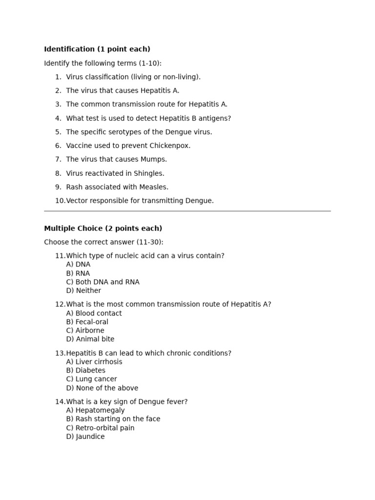 Questionnaire For Viral Diseases | PDF | Hepatitis | Virus