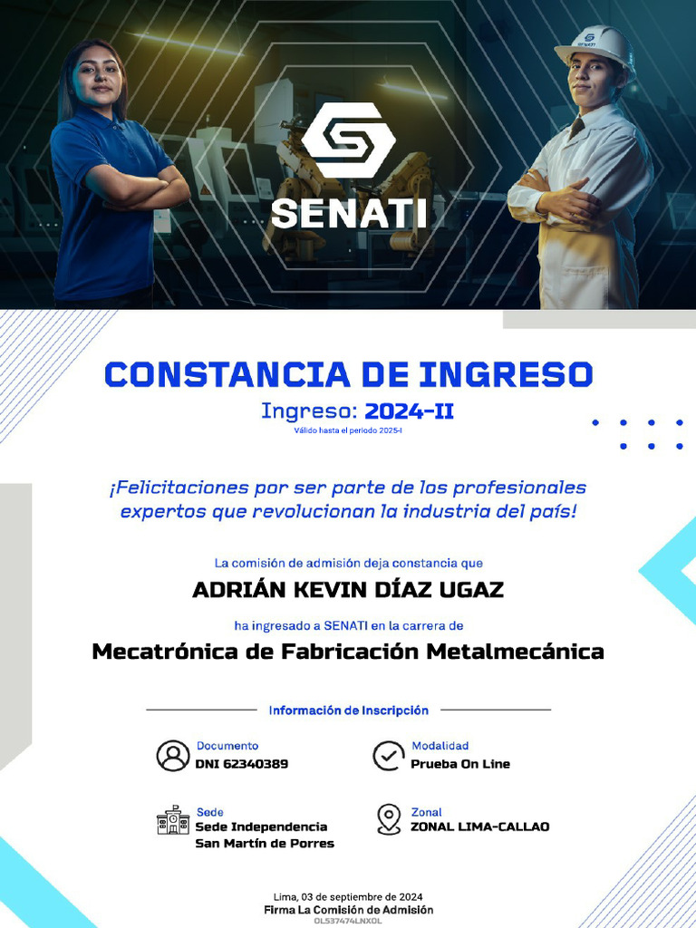 Constancia Senati | PDF