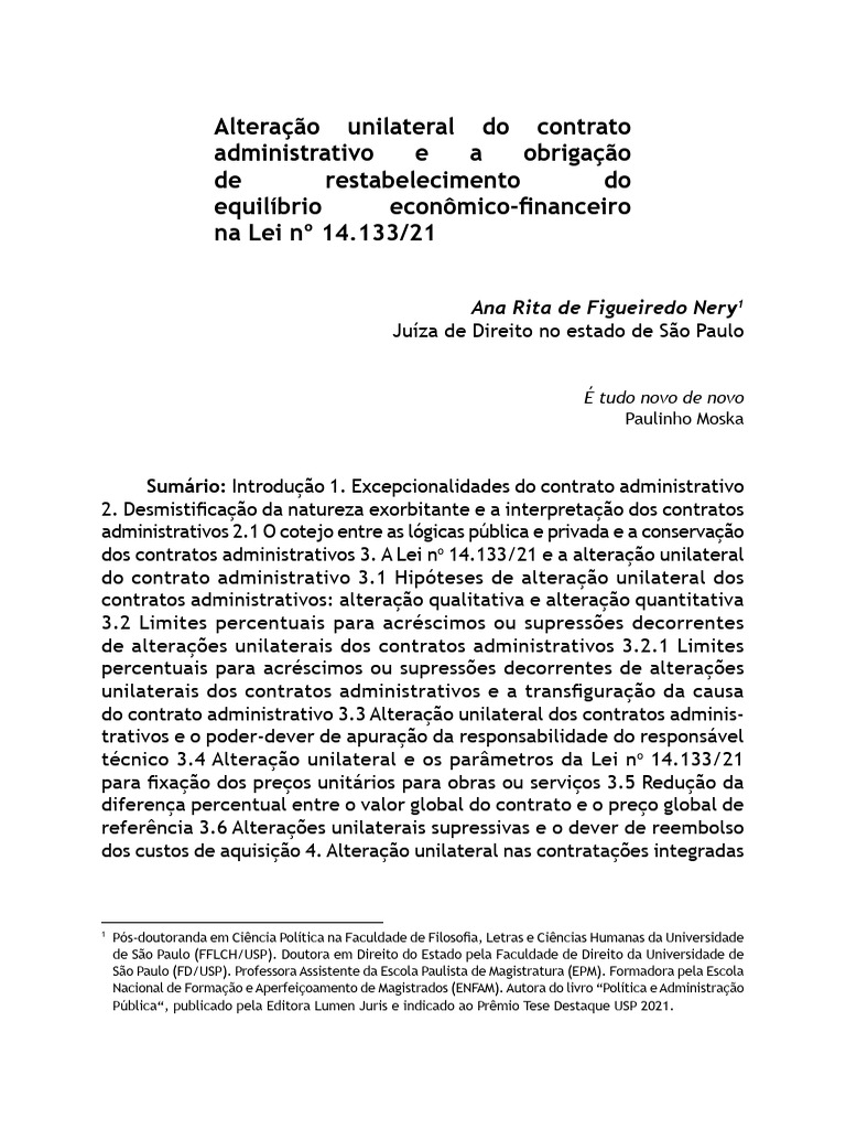 Alteração Unilateral em Contratos Administrativos | PDF | Administração ...