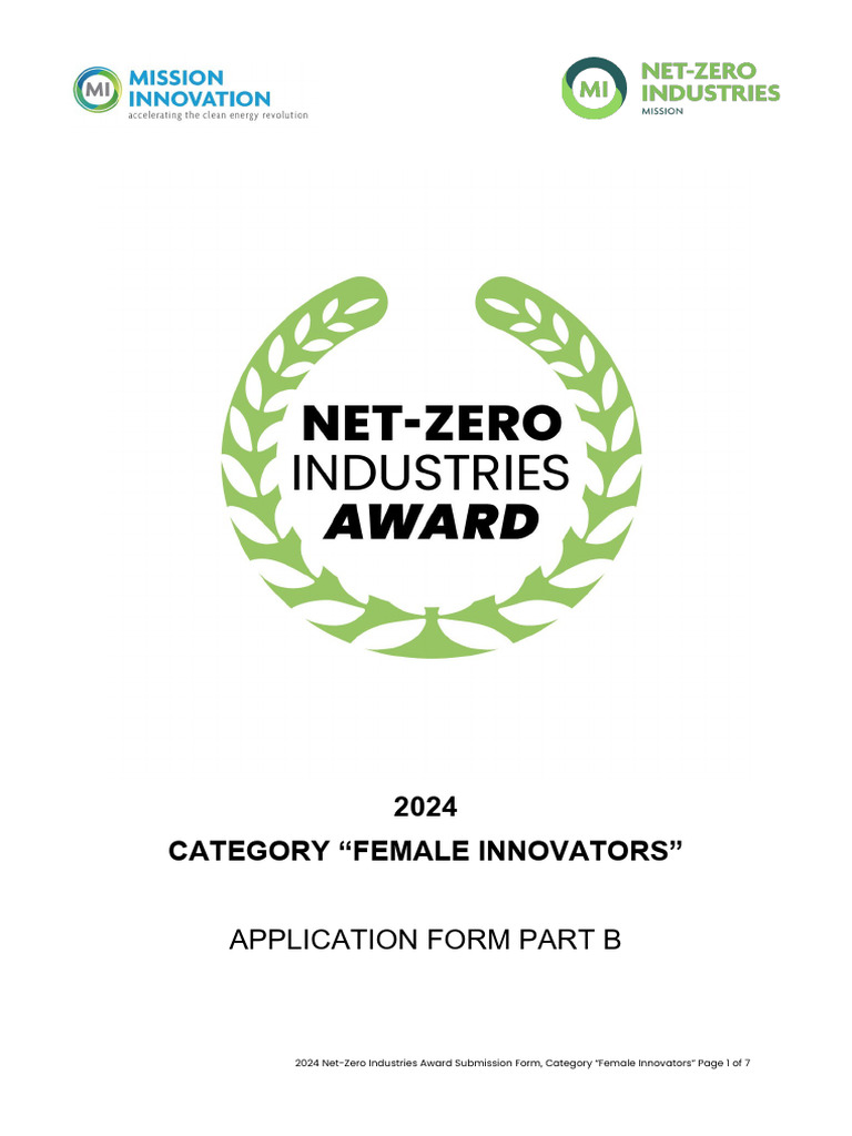 Female Innovators for Net-Zero Award | PDF